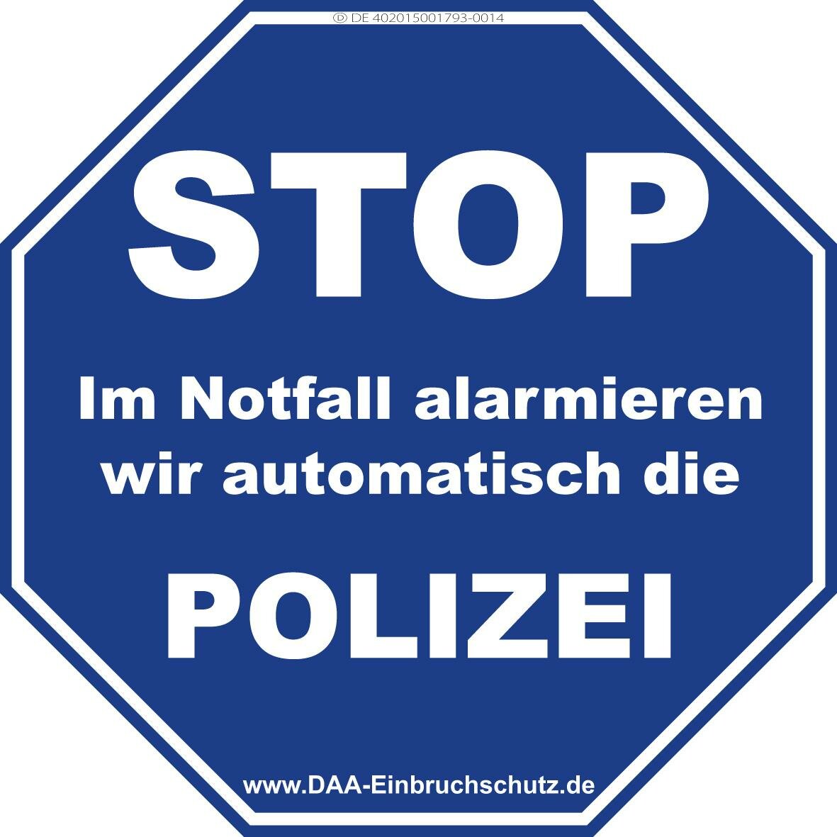 STOP POLIZEI | Aufkleber | Warnschild | Blau | Einbruchschutz, 3.99