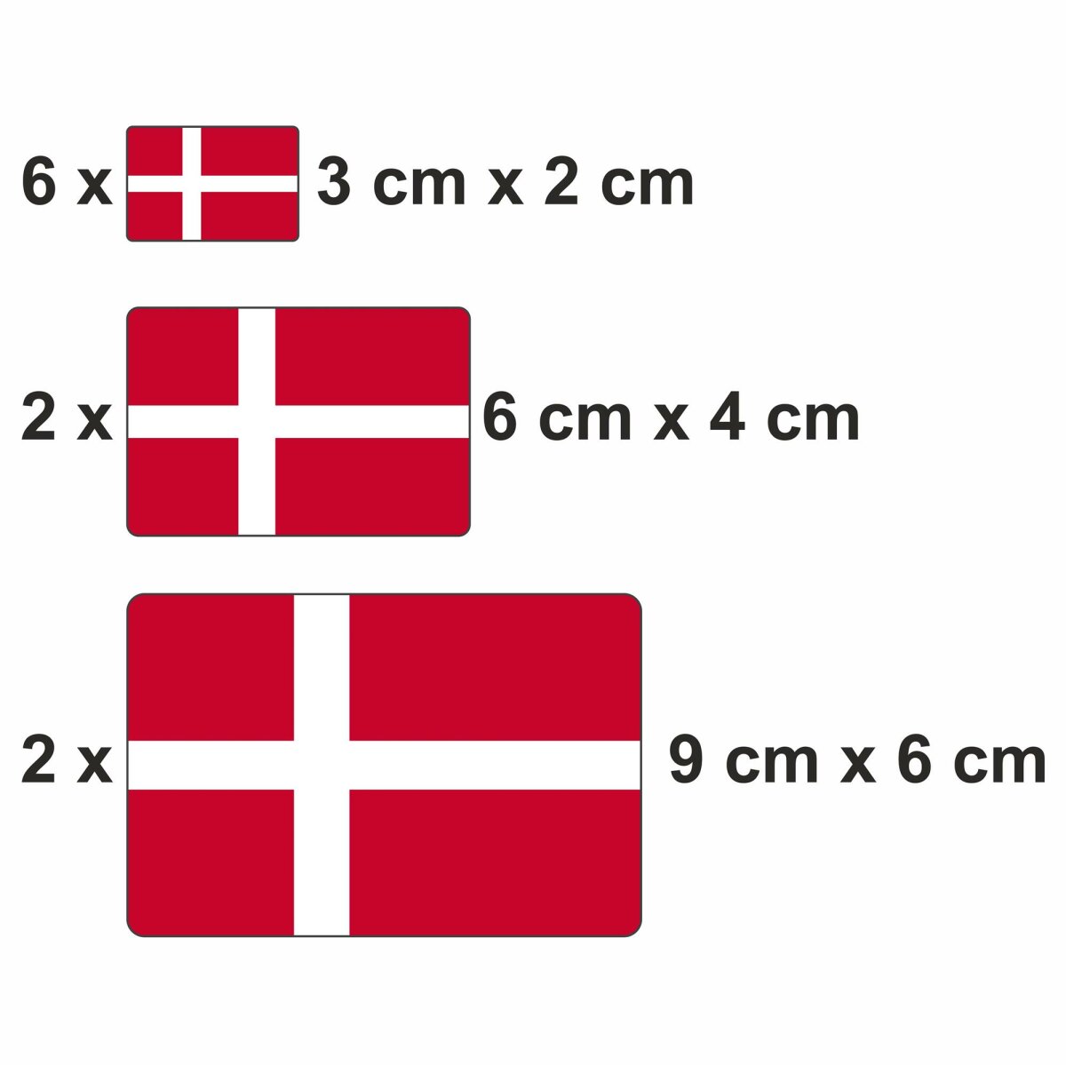 Dänemark-Flagge Sticker 10er Set – Wetterfest, UV-beständig, Rot-Weiß ...